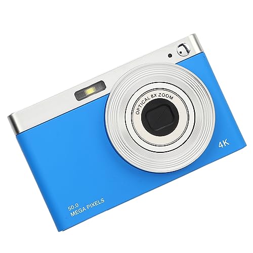 Compact Camera, 50MP Fill Light Portable Digital Camera, 2.88 Inch HD IPS Screen, 16X Zoom AntiShake for Travel (Blue)