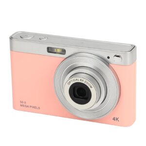 Compact Camera, 50MP Fill Light Portable Digital Camera, 2.88 Inch HD IPS Screen, 16X Zoom AntiShake for Travel (Pink)