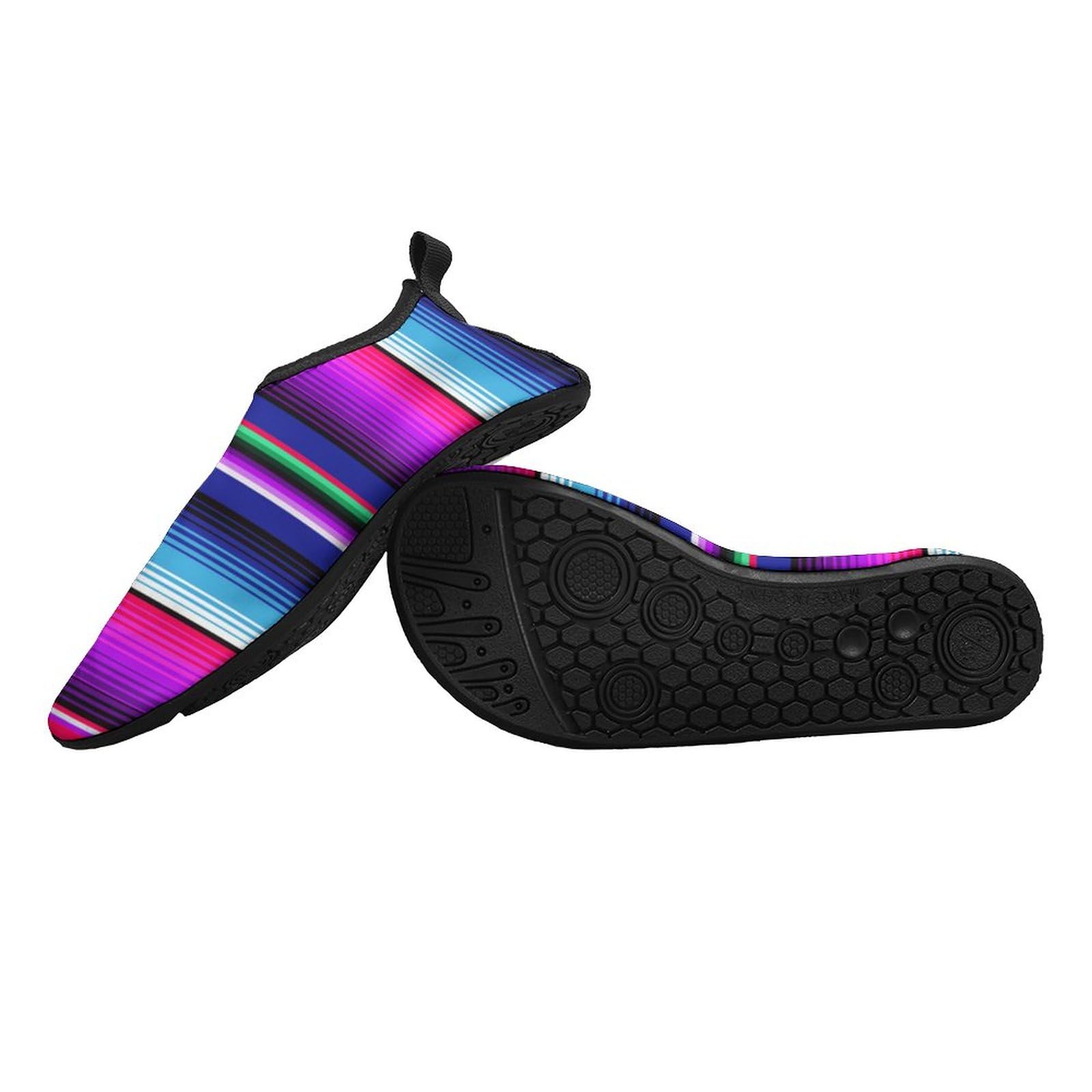 Mens Womens Quick Dry Barefoot Beach Pool Swim Diving Surf Aqua Sports Walking Yoga Water Shoes (Purple Mexican Blanket Stripes)