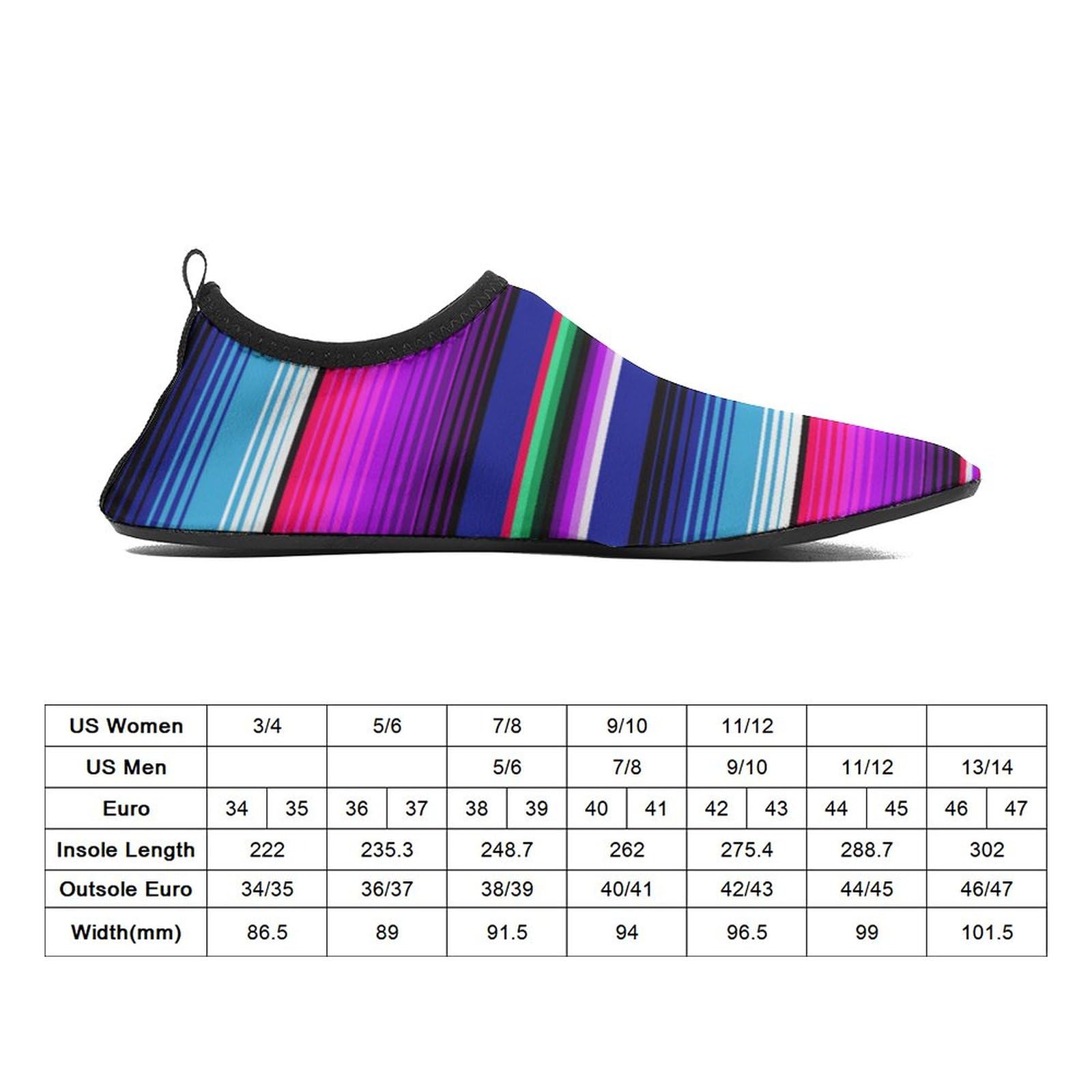 Mens Womens Quick Dry Barefoot Beach Pool Swim Diving Surf Aqua Sports Walking Yoga Water Shoes (Purple Mexican Blanket Stripes)