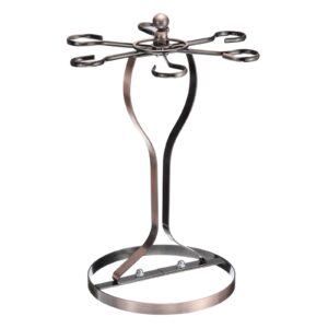 uxcell countertop wine glass holder, freestanding wine glass rack with 6 hooks, metal stemware holder stand for bar, kitchen home storage (bronze 235x335mm)