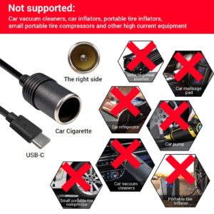 SUTNSCW USB C Male to 12V Adapter, USB to Car Cigarette Lighter Socket Converter Cable (2-Pack)