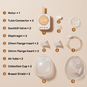 NCVI Hands Free Wearable Breast Pump 8123, Portable Double Electric Pump, 4 Modes 9 Levels, Combined with Strong Motor and Wearable Cups, 21/24/28mm, Breastfeeding Pump with Lightweight, Low Noise