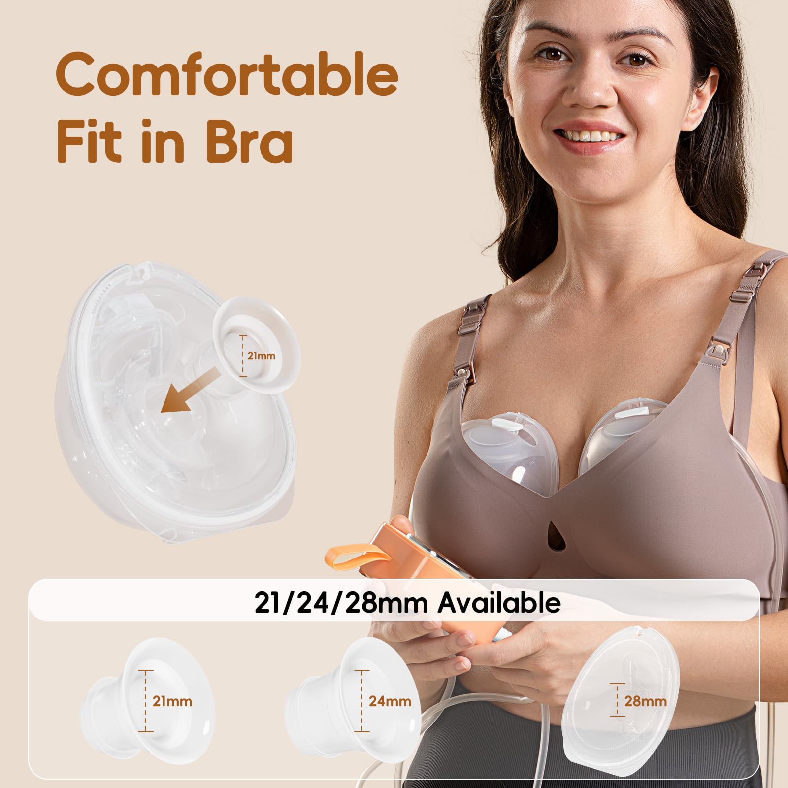 NCVI Hands Free Wearable Breast Pump 8123, Portable Double Electric Pump, 4 Modes 9 Levels, Combined with Strong Motor and Wearable Cups, 21/24/28mm, Breastfeeding Pump with Lightweight, Low Noise