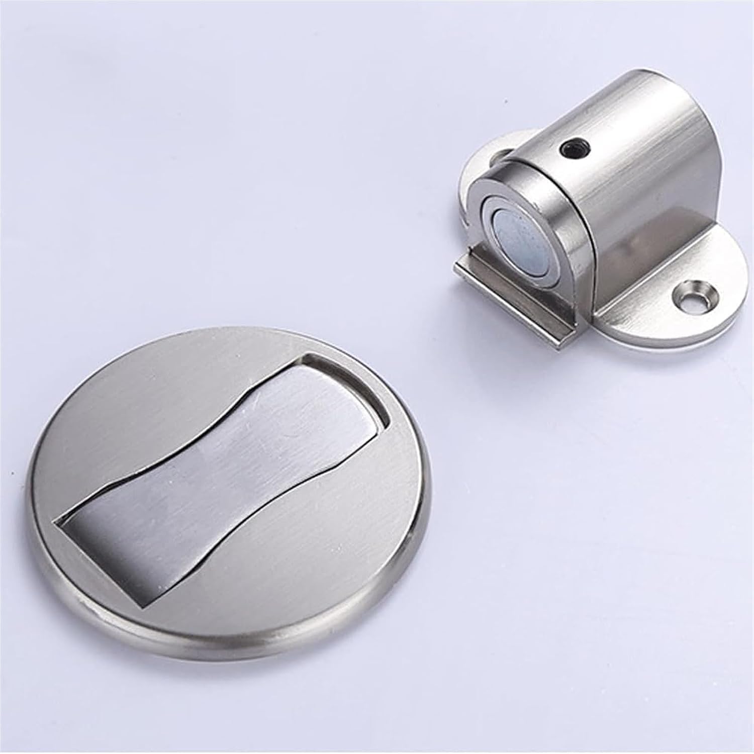 304 Stainless Steel Ground Suction, Heavy Duty No Drill Door Stopper for Bottom of Door, Magnetic Door Catch, Adhesive Magnetic Suction Door Stopper Wall Protector for Office Home Garage