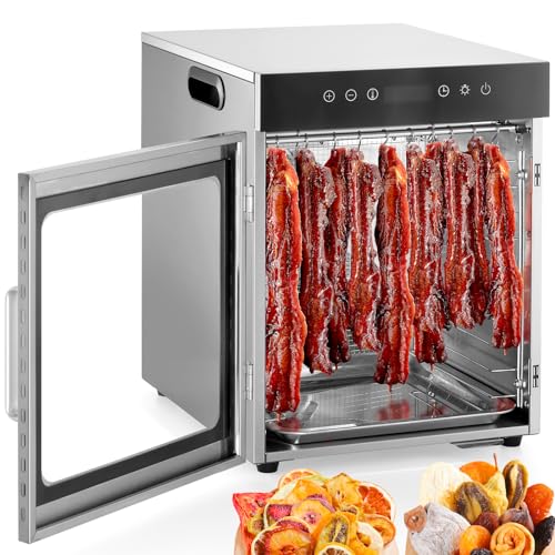 Hiteemer Food Dehydrator, 10 Stainless Steel Trays Dehydrators for Food and Jerky, Meat, Beef, Veggies, Fruits, 800W Dehydrated Dryer Machine with Hanger Hook, 24H Timer, Temperature Control, Recipe