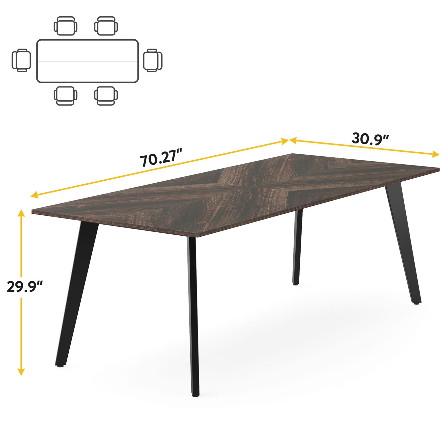 Tribesigns 6FT Conference Table, 70.2”W X 30.9”D Rectangular Meeting Room Table Seminar Table, Large Computer Desk for Home Office (Walnut)