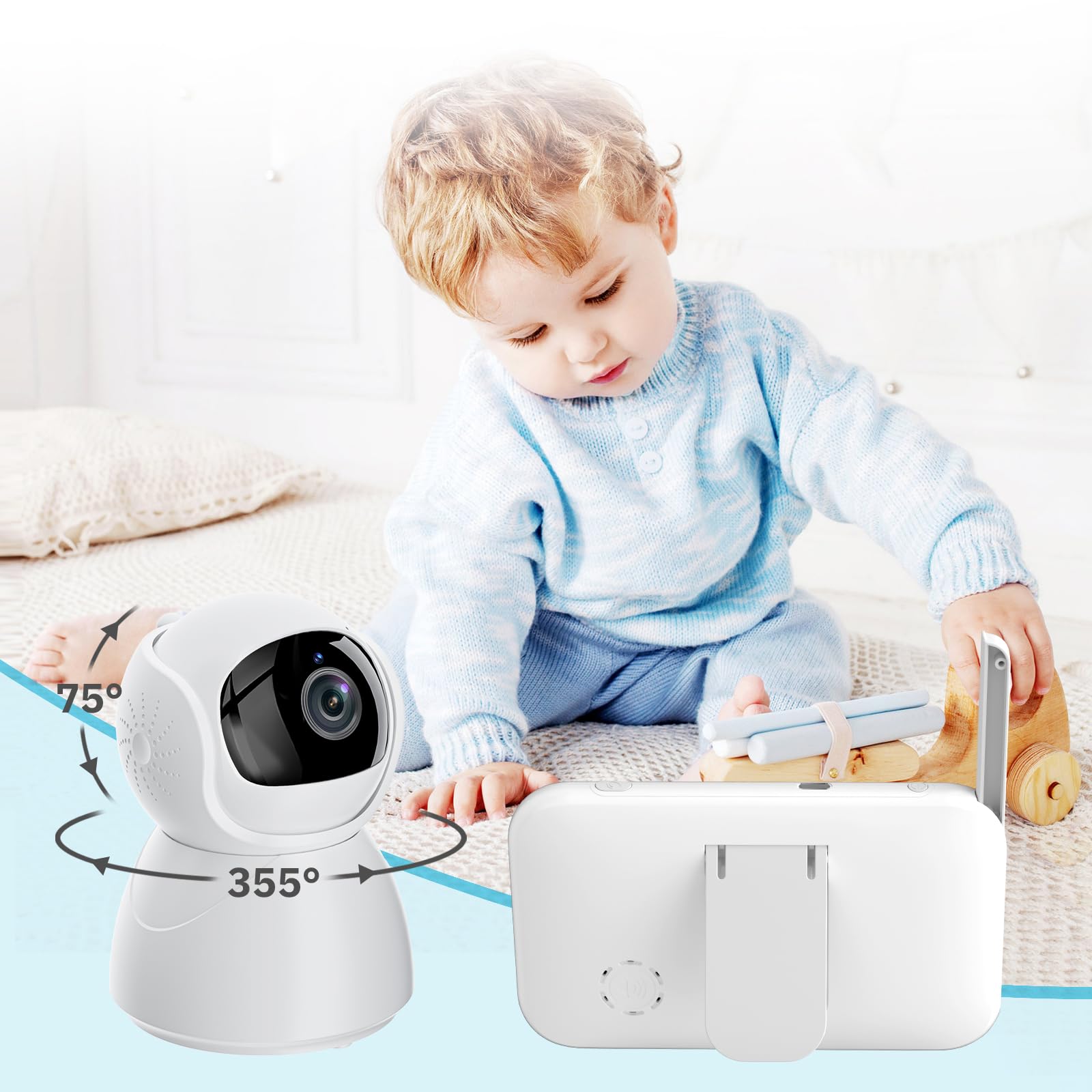 Baby Monitor, Video Baby Monitor with Camera Audio,Night Vision Video Baby Monitor, 4.5" Remote IPS Screen HD Baby Camera Monitor with VOX Mode, Temperature Sensor 8 Lullabies and 1000ft Range NO WIFI