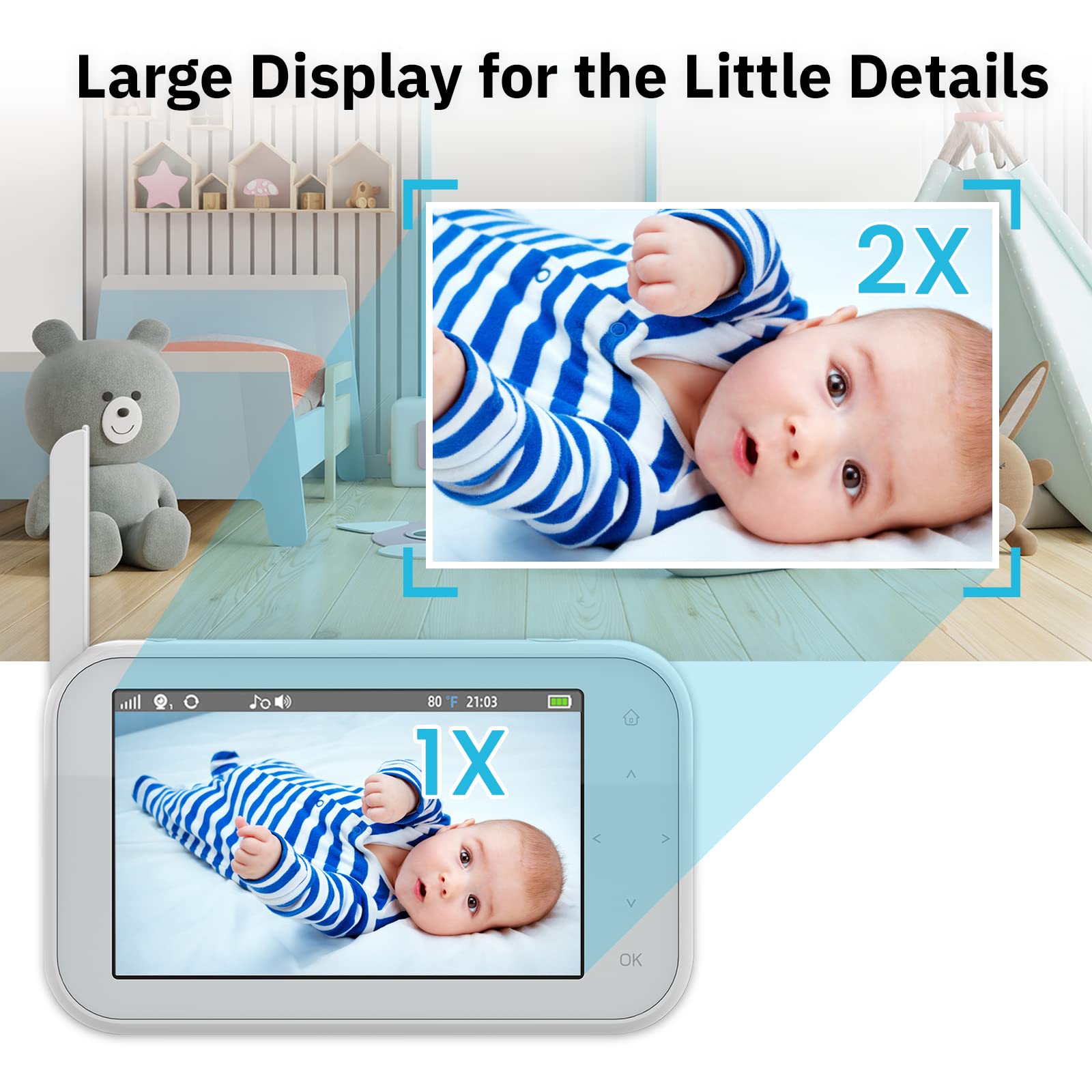 Baby Monitor, Video Baby Monitor with Camera Audio,Night Vision Video Baby Monitor, 4.5" Remote IPS Screen HD Baby Camera Monitor with VOX Mode, Temperature Sensor 8 Lullabies and 1000ft Range NO WIFI