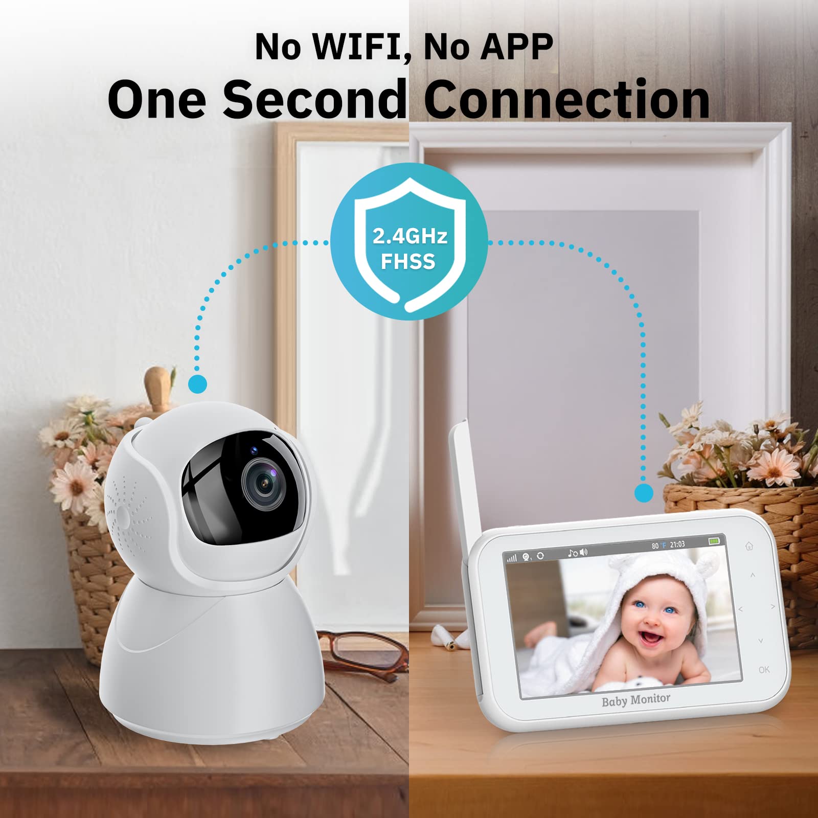 Baby Monitor, Video Baby Monitor with Camera Audio,Night Vision Video Baby Monitor, 4.5" Remote IPS Screen HD Baby Camera Monitor with VOX Mode, Temperature Sensor 8 Lullabies and 1000ft Range NO WIFI