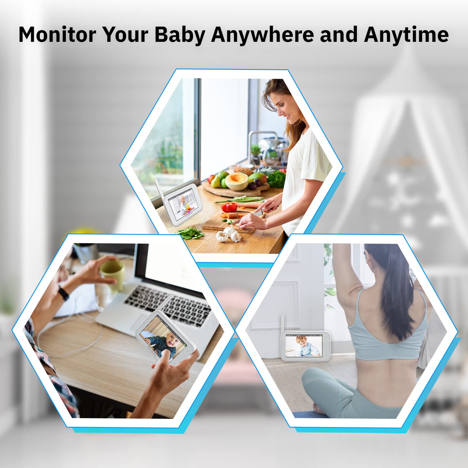 Baby Monitor, Video Baby Monitor with Camera Audio,Night Vision Video Baby Monitor, 4.5" Remote IPS Screen HD Baby Camera Monitor with VOX Mode, Temperature Sensor 8 Lullabies and 1000ft Range NO WIFI