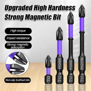 Upgraded High Hardness and Strong Magnetic Bit, D1 Anti-Slip and Shock-Proof Bits with Phillips Screwdriver Bits, Aneedtools Magnetic Bits, Magnetic Screwdriver Set (2Set)