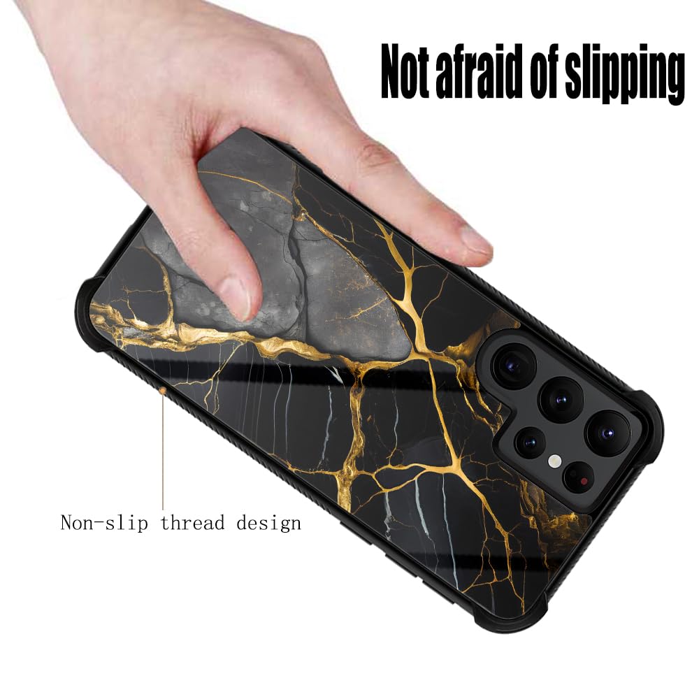 TnXee Case Compatible with Samsung Galaxy S23 Ultra,Black Gold Marble Galaxy S23 Ultra Cases for Boys,Shockproof Non-Slip Soft TPU Case Compatible with Samsung Galaxy S23 Ultra 6.8-inch