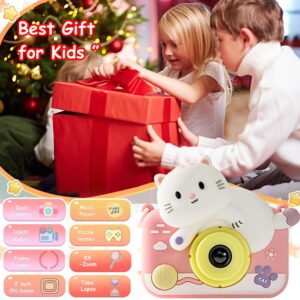 Uomrud Kids Camera for Girls Boys,Camera for Kids 64GB Card,Christmas Birthday Gifts Ideas Selfie Digital Camera for Toddler for 3 4 5 6 7 8 9 10 Years Old,1080P HD Video 4800W Pixe