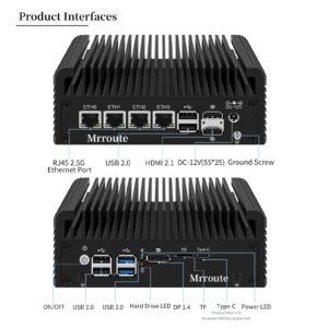 Mrroute Intel Alder Lake-N i3-N305 Fanless Mini PC with Win 11 DDR5 No RAM No SSD 4 Lans 3 Screens Display 2X HDMI&DP&Type-C Pocket Mini Desktop Computer