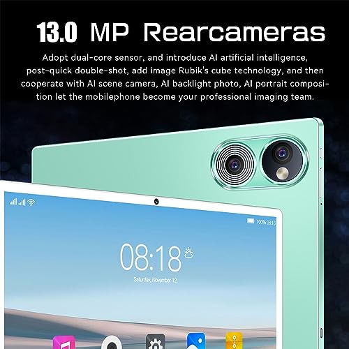 High Configuration 10.1inch Tablet, 4+32G Ultra-Thin HD Display (2.4G/5G WiFi, 256G), Android Tablet, Learning Game Video Office Tablet, Dual SIM Communication,Gift for Friends