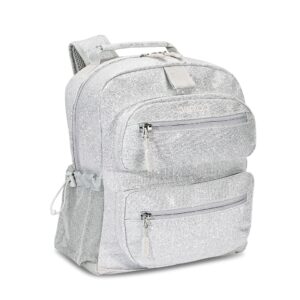 Bentgo® Kids 5-Compartment Lunch Box Set With Lightweight 14” Kids Backpack (Glitter Edition - Silver)