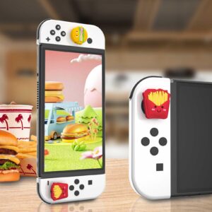 NANANINO Silicone Joycon Thumb Grip Caps, Soft Joystick Cover Caps Compatible with Nintendo Switch/OLED/Switch Lite, 4PCS - Burger and French Fries Styling