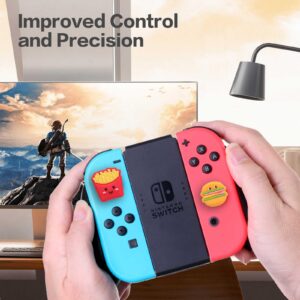 NANANINO Silicone Joycon Thumb Grip Caps, Soft Joystick Cover Caps Compatible with Nintendo Switch/OLED/Switch Lite, 4PCS - Burger and French Fries Styling