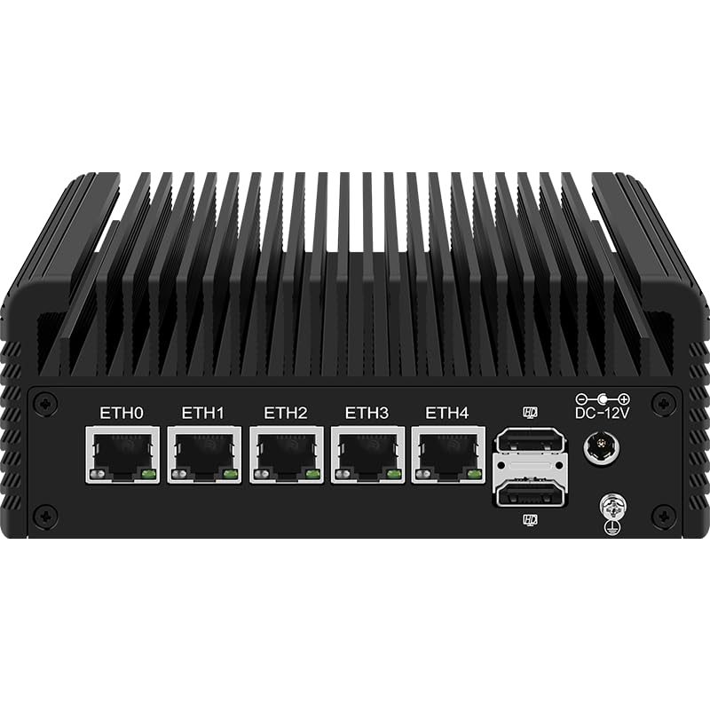 CWWK AlderLake-N100 5-Port Firewall Appliance with i226-V, DDR5 Slot, 2.5G RJ45 Network Port, 4K Display Outputs, M.2 NVMe Slots, SATA3.0, USB2.0, TPM Compatibility, Mini PC (N100-5L-16G/256G)