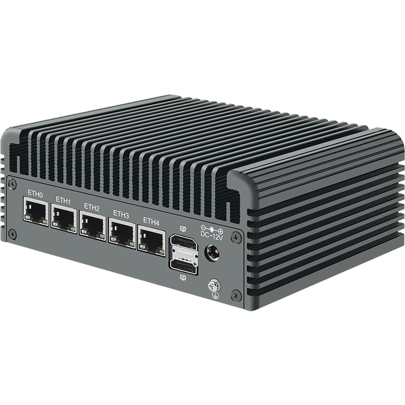 CWWK AlderLake-N100 5-Port Firewall Appliance with i226-V, DDR5 Slot, 2.5G RJ45 Network Port, 4K Display Outputs, M.2 NVMe Slots, SATA3.0, USB2.0, TPM Compatibility, Mini PC (N100-5L-16G/256G)