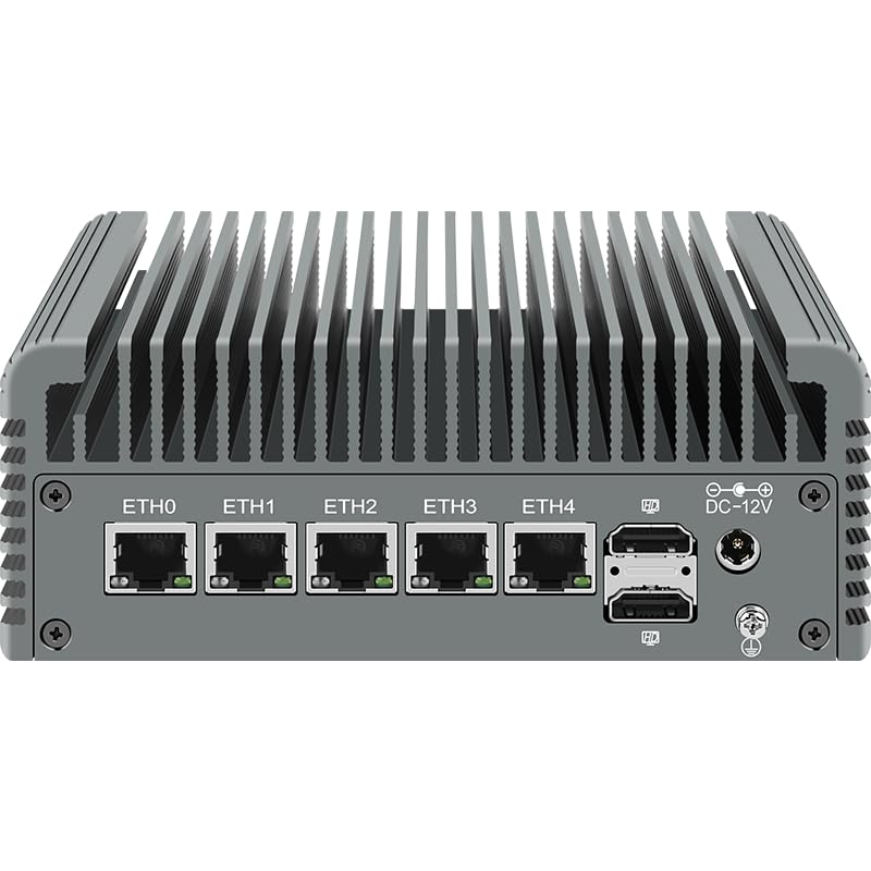 CWWK AlderLake-N100 5-Port Firewall Appliance with i226-V, DDR5 Slot, 2.5G RJ45 Network Port, 4K Display Outputs, M.2 NVMe Slots, SATA3.0, USB2.0, TPM Compatibility, Mini PC (N100-5L-16G/256G)