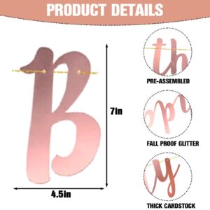 Happy 60th Birthday Banners Women, Rose Gold 60th Birthday Decorations Kit with Happy 60th Birthday Banner Bunting 12Inch Happy 60th Birthday Confetti Balloons for 60th Birthday Party Supplies