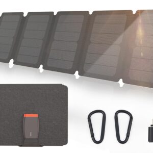 56W Portable Solar Panel with Type-C PD 3.0/QC 3.0 Fast Charging, IP67 Waterproof SunPower Folding Solar Panel for Camping Hiking Backpacking Fishing