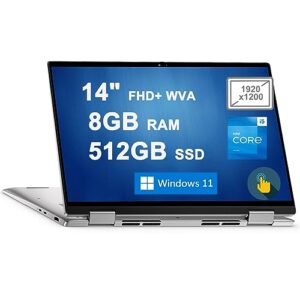 dell inspiron 14 7000 7430 2-in-1 laptop 14" fhd+ wva touchscreen display 13th generation 10-core i5-1335u (>i7-1255u) 8gb ram 512gb ssd backlit fingerprint thunderbolt hdmi fhd webcam win11 silver