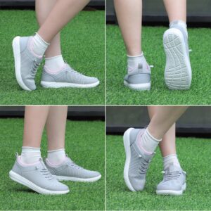 TEYTAP Women's Walking Shoes Casual Ultra-Light Waterproof Cushion Comfortable Tennis Shoes Breathable Fashion Slip On Flat Mesh Sneakers Grey