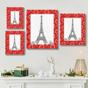 cfpolar Red Heart Wooden Picture Frames, 8x10 Photo Frames for Tabletop Desk Display Home Office Bedroom Living Room Decor, Ideal Gift to Family Friends