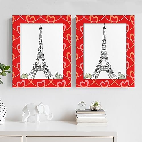 cfpolar Red Heart Wooden Picture Frames, 8x10 Photo Frames for Tabletop Desk Display Home Office Bedroom Living Room Decor, Ideal Gift to Family Friends