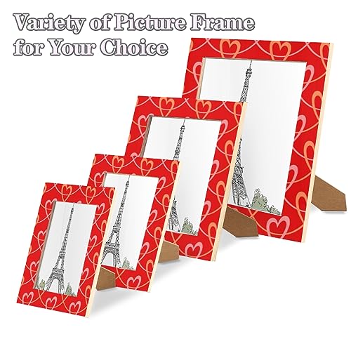 cfpolar Red Heart Wooden Picture Frames, 8x10 Photo Frames for Tabletop Desk Display Home Office Bedroom Living Room Decor, Ideal Gift to Family Friends