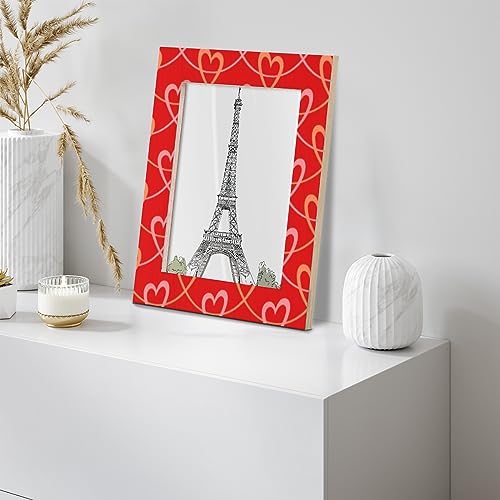 cfpolar Red Heart Wooden Picture Frames, 8x10 Photo Frames for Tabletop Desk Display Home Office Bedroom Living Room Decor, Ideal Gift to Family Friends