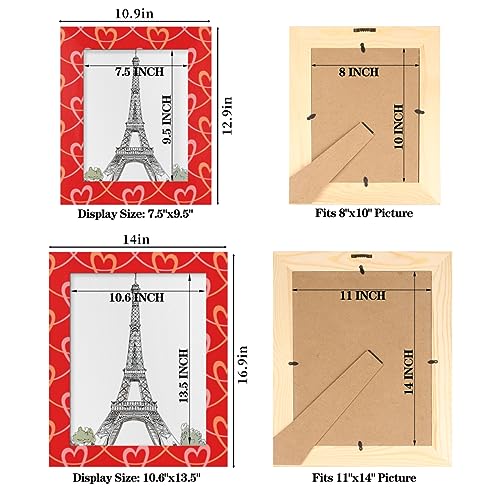 cfpolar Red Heart Wooden Picture Frames, 8x10 Photo Frames for Tabletop Desk Display Home Office Bedroom Living Room Decor, Ideal Gift to Family Friends