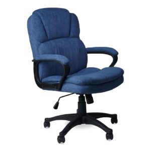 clatina ergonomic executive cloth office chair with upholstered swivel adjustable height thick padding headrest and armrest for home office (blue)