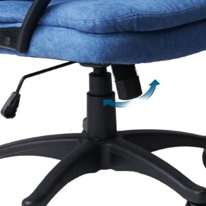 CLATINA Ergonomic Executive Cloth Office Chair with Upholstered Swivel Adjustable Height Thick Padding Headrest and Armrest for Home Office (Blue)