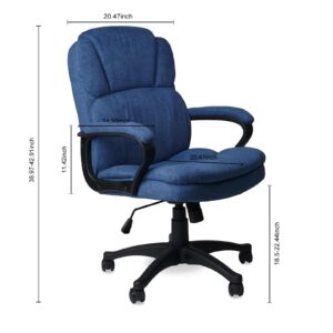 CLATINA Ergonomic Executive Cloth Office Chair with Upholstered Swivel Adjustable Height Thick Padding Headrest and Armrest for Home Office (Blue)