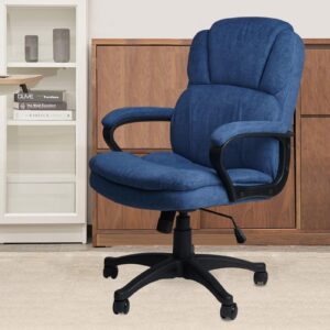 CLATINA Ergonomic Executive Cloth Office Chair with Upholstered Swivel Adjustable Height Thick Padding Headrest and Armrest for Home Office (Blue)