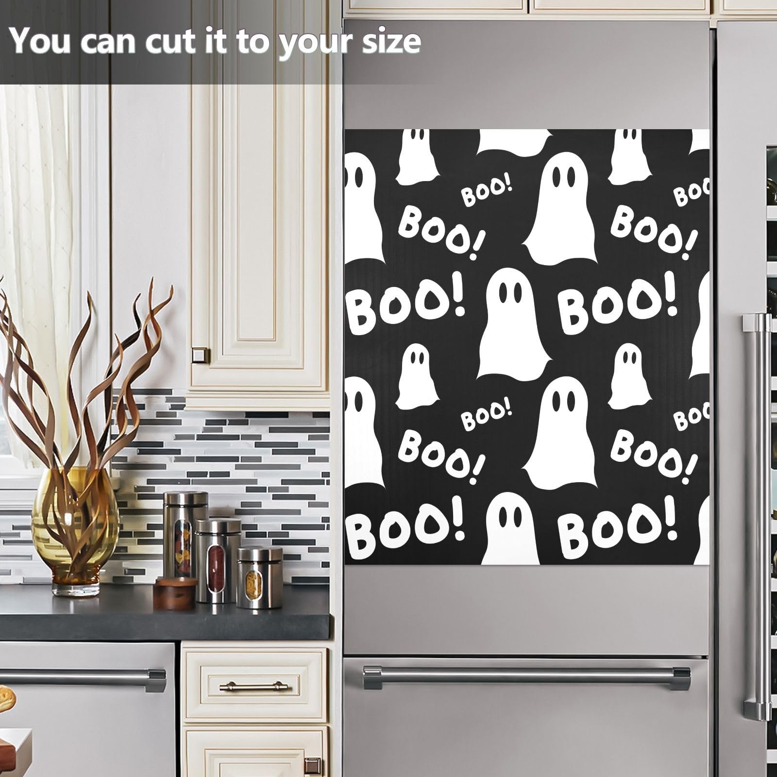 Halloween Boo Ghosts Dishwasher Magnet Cover Decorative Magnetic Sticker Refrigerator Panel Door Decal for Kitchen Home Cabinet 23" W * 26" H