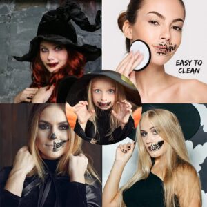 Halloween Prank Makeup Temporary Tattoo, Halloween Role Play Decorative Big Mouth Face Tattoo Decal Kit, Halloween Cosplay Party DIY Decorations (A SET)