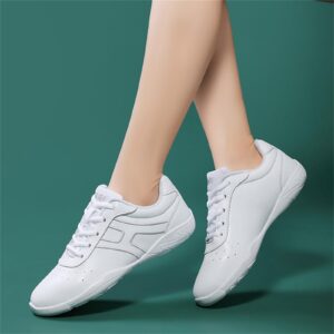 SANEARDE Cheer Shoes Girls Breathable White Athletic Volleyball Training Shoes Cheerleading Dancing Sneakers for Women Size 6.5