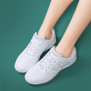 SANEARDE Cheer Shoes Girls Breathable White Athletic Volleyball Training Shoes Cheerleading Dancing Sneakers for Women Size 6.5