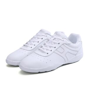 SANEARDE Cheer Shoes Girls Breathable White Athletic Volleyball Training Shoes Cheerleading Dancing Sneakers for Women Size 6.5