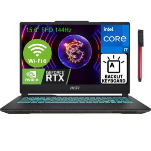 msi 2023 cyborg 15 15.6" 144hz fhd gaming laptop computer, 12th gen intel 10-core i7-12650h, geforce rtx 4060 8gb, 64gb ddr5 ram, 1tb pcie ssd, wifi 6, bt 5.2, backlit keyboard, windows 11 pro, broag