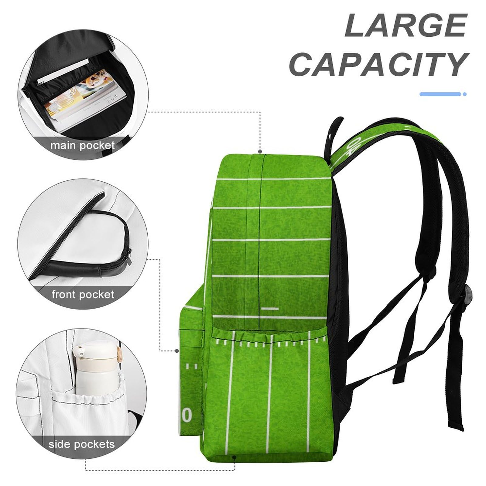 American Football Field Travel Backpack Lightweight 16.5 Inch Computer Laptop Bag Casual Daypack for Men Women