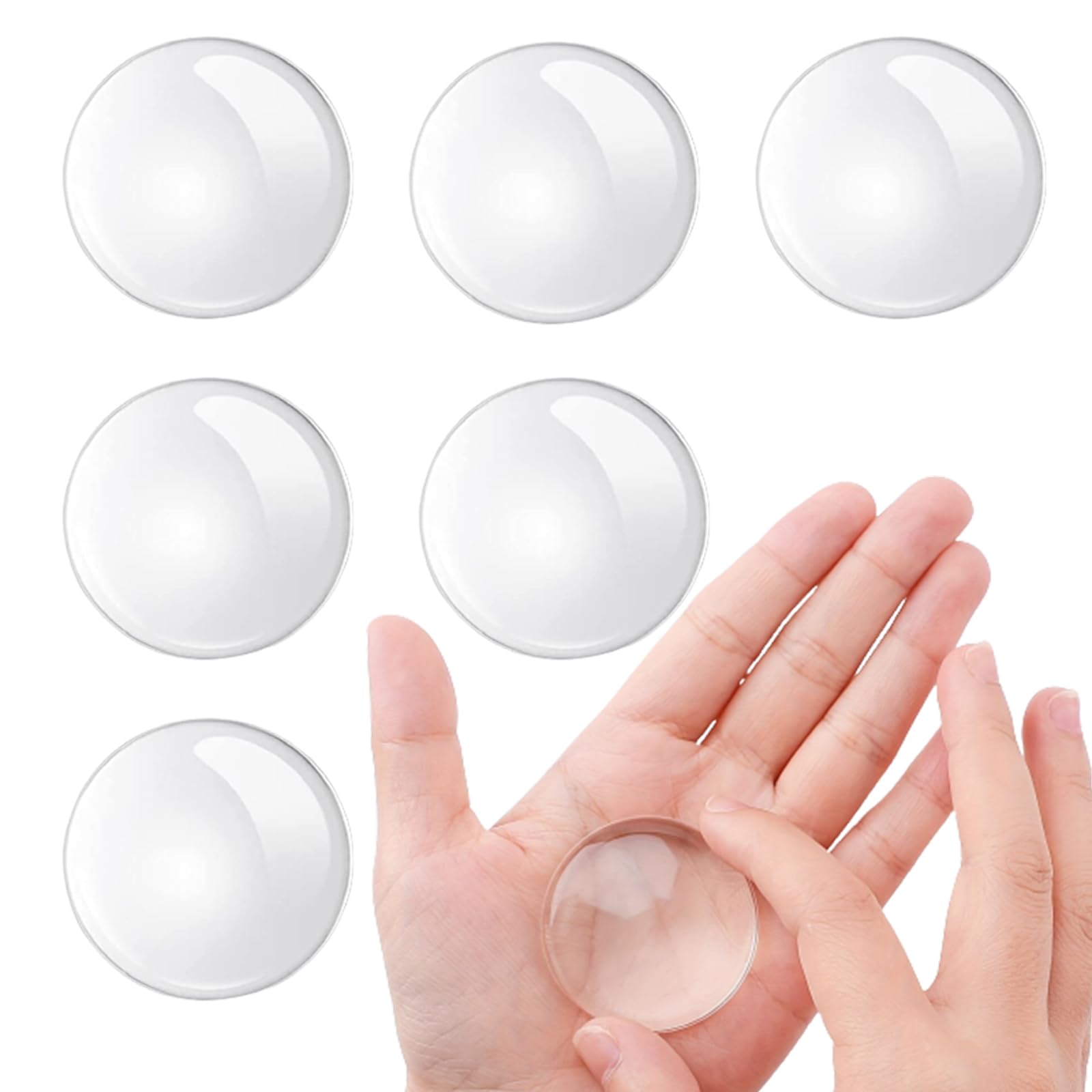 FXHDC-M 6 Pieces Wall Door Handle Stoppers - 2" Round Clear Soft Rubber Wall Protectors for Door Bumpers - Self Adhesive Door Knob Wall Shield for Home and Office Protective Wall Guards