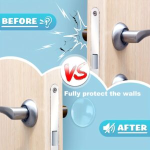 FXHDC-M 6 Pieces Wall Door Handle Stoppers - 2" Round Clear Soft Rubber Wall Protectors for Door Bumpers - Self Adhesive Door Knob Wall Shield for Home and Office Protective Wall Guards