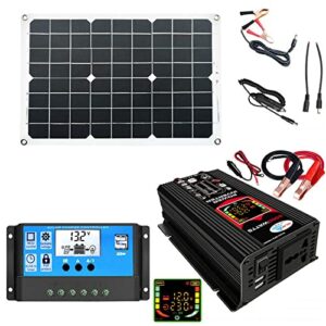 dispra solar system kit, 6000w inverter complete solar kit, 18w 12 v solar panel 30a solar charge controller, complete solar panel kit with solar inverter for outdoor camping trips rv boat