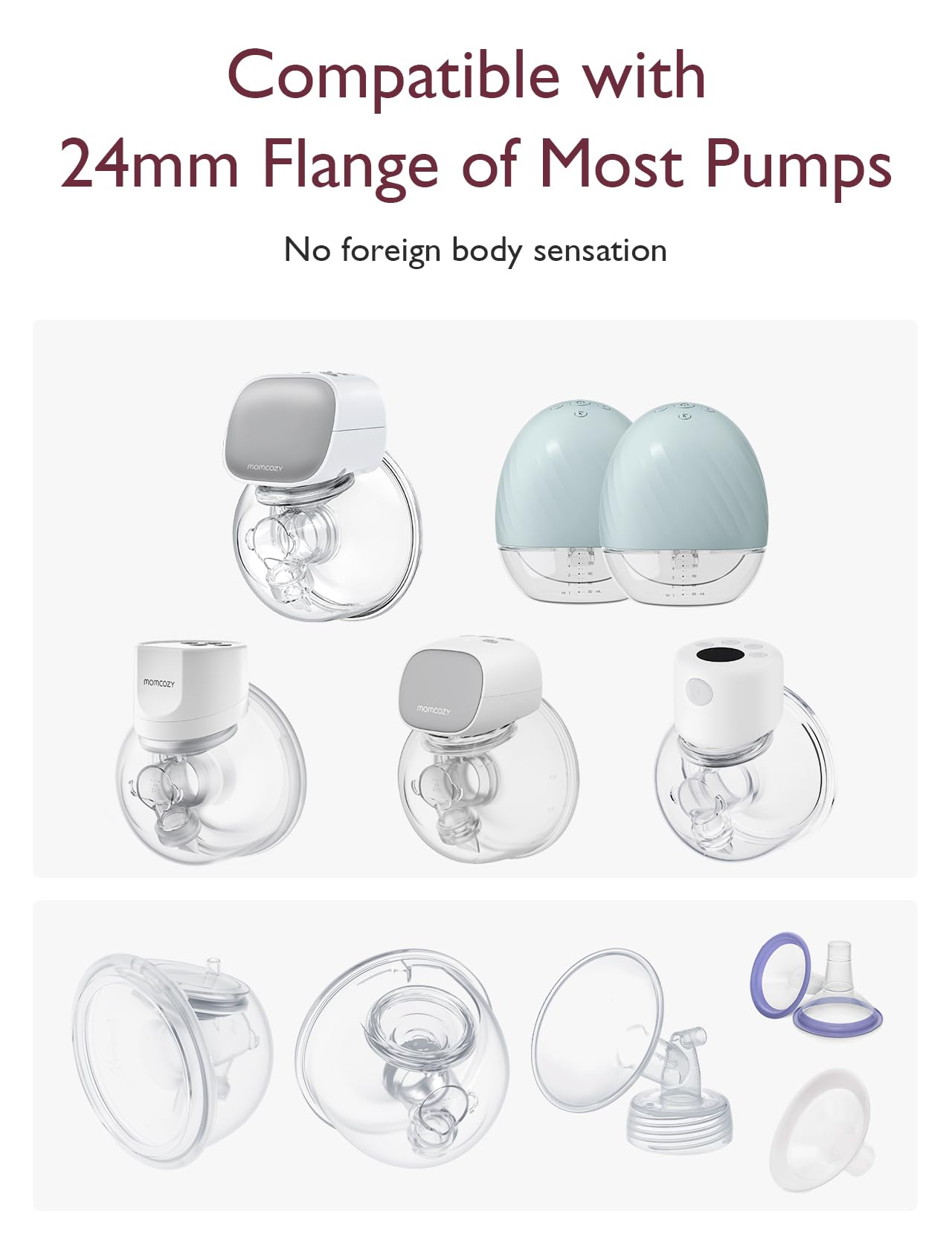 Momcozy Flange Insert 19mm Compatible with 24mm Flange/Shield of Most Pumps, Insert for Breast Pump Replacement Accessories, 4PCS 19mm